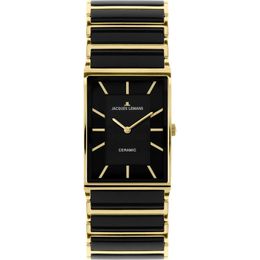 Jacques Lemans Keramikuhr &raquo;York&laquo; Quarzuhr, Armbanduhr, Damenuhr, bis 5 bar wasserabweisend schwarz-goldfarben Tolle Keramikuhr f&uuml;r Damen