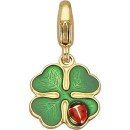 Firetti Charm-Einhänger »Schmuck Geschenk Gold 375 Anhänger Charms Kleeblatt Marienkäfer« mit Lack gelbgoldfarben-grün-rot-schwarz 0 Glück kann man...