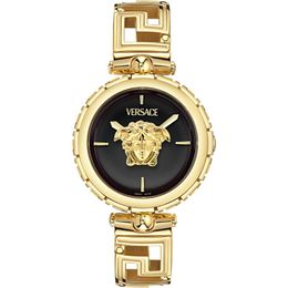 Versace Quarzuhr »MEDUSA JEWEL« Armbanduhr, Damenuhr, Swiss Made, Edelstahlarmband, analog goldfarben-schwarz 0 Glamouröse Armbanduhr für Damen