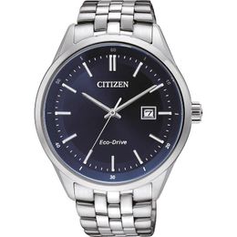 Citizen Solaruhr Armbanduhr, Herrenuhr, Datum, analog, Edelstahlarmband silberfarben Stilvolle Herrenarmbanduhr mit Solarantrieb