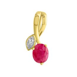 Firetti Kettenanhänger »Schmuck Geschenk Gold 375 Halsschmuck Anhänger Halskette Blume« () mit Rubin, Zirkonia (synth.)...