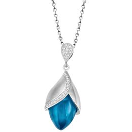 Firetti Kette mit Anhänger »Schmuck Geschenk Silber 925 Halsschmuck Halskette Ankerkette Knospe« mit Glasstein, Zirkonia (synth.)...