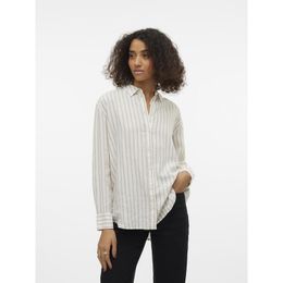 Véro Moda VERO MODA Hemdbluse »VMLINN LINEN LS SHIRT WVN NOOS« hochwertige Qaulität mit Leinen Snow White Stripes:Olga moon rock S (36) S (36) Lässige...