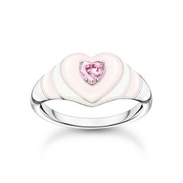Thomas Sabo Fingerring »Herz mit pinkem Stein, TR2435-041-9-52, 54, 56, 58« mit Zirkonia (synth.) silberfarben-pink 54 Pop Colours: Ring mit Herz