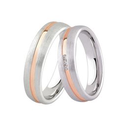 DOOSTI Trauring »Schmuck Geschenk Silber 925 Trauring Ehering Partnerring LIEBE« wahlweise mit oder ohne Zirkonia silberfarben-roségoldfarben 60...