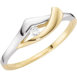 Firetti Fingerring »Schmuck Geschenk Gold 375 Damenring Goldring bicolor« mit Zirkonia (synth.) gelbgoldfarben-weißgoldfarben-kristallweiß 17 Bring...