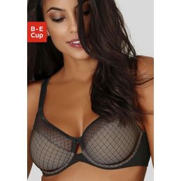 Bügel-BH Lascana, Damen, Gr. 75, Cup C, braun (schwarz, toffee), Spitze;Microtouch, Obermaterial: 70% Polyamid, 20% Polyester, 10% Elasthan, BHs Spitzenwäsche Bügel-BH Spitzen-BH, mit graphischer, blickdicht unterlegter Spitze, Dessous