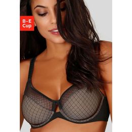 Bügel-BH Lascana, Damen, Gr. 90, Cup B, braun (schwarz, toffee), Spitze;Microtouch, Obermaterial: 70% Polyamid, 20% Polyester, 10% Elasthan, BHs Spitzenwäsche Bügel-BH Spitzen-BH, mit graphischer, blickdicht unterlegter Spitze, Dessous