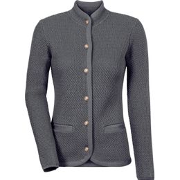 WITT Damen Strickjacke mit Perlfang-Muster, grau-meliert, Gr&ouml;&szlig;e 50