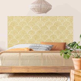 Kopfteil Bett Boho Bogen Muster Gelb