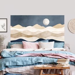 Kopfteil Bett Minimalistische Boho Landschaft Beige Blau