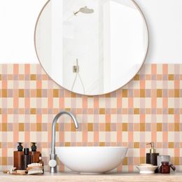 Wandverkleidung Bad Retro Karomuster Rose Ocker