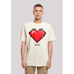 F4NT4STIC Herren T-Shirt "Pixel Herz Good Vibes Happy People", beige, Gr. S, Obermaterial: 100% Baumwolle, Shirts, Print