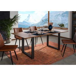 Esstisch Akazie 200x100 natur lackiert / U-Beine anth. matt SWISS EDGE