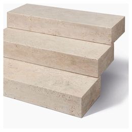 Seltra Natursteine Blockstufe VANILLA ROMANA Travertin creme-beige, 15x35x80 cm