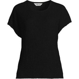 LANDS' END Crinkle-Shirt, Damen,  Schwarz, Polyester/Viskose/Polyester-Mischung, by Lands' End