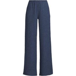 LANDS' END Crinkle-Jerseyhose mit weitem Bein, Damen,  Blau, Polyester/Viskose/Polyester-Mischung, by Lands' End
