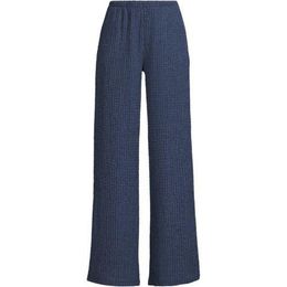 LANDS' END Crinkle-Jerseyhose mit weitem Bein, Damen,  Blau, Polyester/Viskose/Polyester-Mischung, by Lands' End