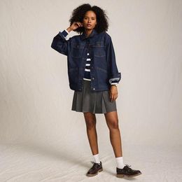 LANDS' END Trucker-Jeansjacke, oversized, Damen,  Blau, Baumwoll-Mischung/Polyester-Mischung, by Lands' End