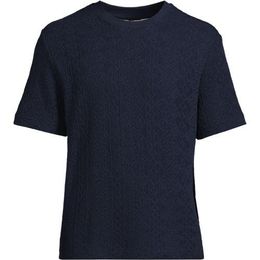 LANDS' END T-Shirt aus Jersey mit Struktur, Herren,  Blau, Baumwolle/Polyester, by Lands' End