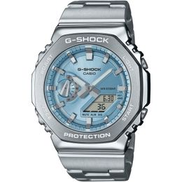 Casio G-Shock Herren Casio G-SHOCK Chronograph Quarzuhr Armbanduhr,Herren,digital,bis 20bar wasserd.,Edelstahlarmband silber