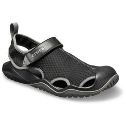 Crocs Sandale »Swiftwater Mesh Deck Sandal« Badesandale, Sommerschuh mit Klettverschluss schwarz-grau 45 45 Perfekt für sommerliche...