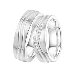 DOOSTI Trauring &raquo;Schmuck Geschenk Edelstahl Trauring Ehering Partnerring LIEBE&laquo; Made in Germany, wahlweise mit oder ohne Zirkonia edelstahlfarben...