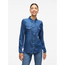 Vila Jeansbluse »VIBISTA« in leichter Used-Waschung dark blue denim S (36) S (36) Cooles feminines Jeanshemd von Vila