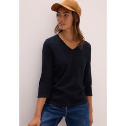 Cecil 3/4-Arm-Shirt mit V-Ausschnitt, unifarben urban dark blue XXL (46) XXL (46) Basic Shirt von Cecil