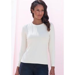 Lascana Damen Lascana Langarmshirt &raquo;aus weichem Viskose-Stretch&laquo; beige 36/38