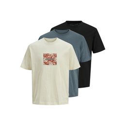 Jack & Jones JACK & JONES Shirt 'JORSPLIT' male size XXL Blue / Carmine red / Black / Wool white