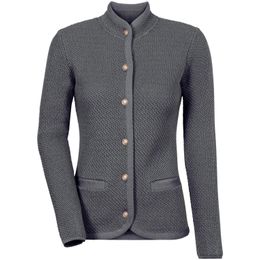 WITT Damen Strickjacke mit Perlfang-Muster, grau-meliert, Gr&ouml;&szlig;e 52