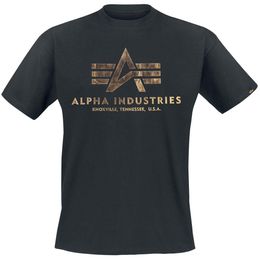Alpha Industries Basic T T-Shirt schwarz goldfarben in 3XL 100501FP 365 black/gold