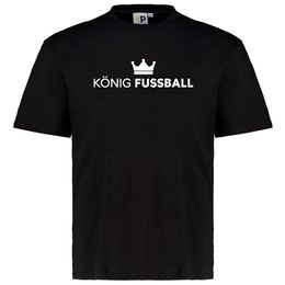 Gro&szlig;e Gr&ouml;&szlig;en Pfundskerl Motto T-Shirt "K&ouml;nig Fussball" Farbe schwarz Gr&ouml;&szlig;e: 3XL