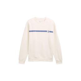 Tom Tailor Denim Herren Crewneck Sweatshirt mit Print, braun, Uni, Gr. XL