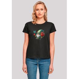 F4NT4STIC Damen T-Shirt "Gnom Frühling Blumen Schmetterling", schwarz, Gr. XL, Obermaterial: 100% Baumwolle, Shirts, Premium Qualität