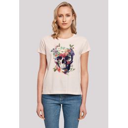 F4NT4STIC Damen T-Shirt "Totenkopf Blumen", pink, Gr. XS, Obermaterial: 100% Baumwolle, Shirts, Print