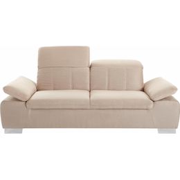 2,5-Sitzer DOMO collection "Milan inklusive komfortablen Federkern f&uuml;r mehr Sitzkomfort", beige, B:215cm H:77cm T:93cm, Kunstleder SOFTLUX;Luxus-Microfaser ALTARA NUBUCK (100% Polyester);Luxus-Microfaser (100% Polyester), Sofas, mit R&uuml;ckenverstellung
