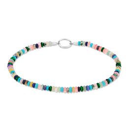Fußkette Tamaris "Schmuck Geschenk Edelstahl Körperschmuck All About Beads", silber (silberfarben, türkis, grün, lila, rosa, weiß, türkis, grün, lila, rosa, weiß), Fußketten, Edelstahl, mit Naturstein