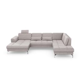 Sit & More Wohnlandschaft SIT & MORE "Bendigo U-Form", beige (sand), B:332cm H:87cm T:226cm, Sofas, inklusive Sitztiefenverstellung, Bodenfreiheit 15 cm, in 2 Fußfarben