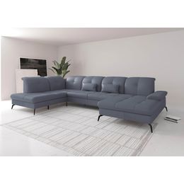 Sit & More Wohnlandschaft SIT & MORE, B:357cm H:90cm T:231cmgraublau, Sofas, "Amica, U-Form, inkl. Sitztiefenverstellung und Armteilverstellung", wahlweise mit