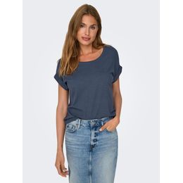 T-Shirt Only "ONLMOSTER &ndash; Kurzarmshirt mit Aufschlag und klassischem Look", Damen, Gr. M, blau (ombre blau), Jersey, Obermaterial: 75% Viskose, 20% Polyester, 5% Elasthan, unifarben, regular fit normal, Rundhals, mit Aufschlag, Shirts T-Shirt, unifarben, casual, regular fit, Viskosemischung, Rundhals