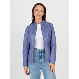 Lederjacke JCC "3102225", Damen, Gr. 44, blau (distant blau), Obermaterial: 100% Lammleder; Innenfutter: 100% Polyester, mit Knopf,&Auml;rmel mit &Auml;rmelschlitz, Jacken