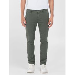 Chinohose Replay "ZEUMAR", Herren, Gr. 32, Länge 30, grün (military grün), Web, Obermaterial: 91% Baumwolle, 6% Elastomultiester, 3% Elasthan, unifarben, slim fit normal, Hosen, Slim Fit