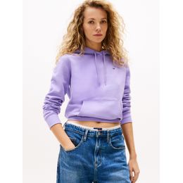 Kapuzensweatshirt Tommy Jeans "TJW REG S FLAG HOODIE", Damen, Gr. L (40), ophelia lila, Sweatware, Obermaterial: 80% Baumwolle, 20% Polyester, unifarben, regular fit kurz, Rippbündchen, Sweatshirts, mit Logo-Flag