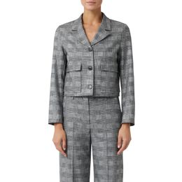 Jackenblazer comma, Damen, Gr. 42, grau (grau check), Web, Obermaterial: 53% Viskose, 45% Polyester, 2% Elasthan, gemustert, regular fit taillenbedeckt, Blazer, mit Muster