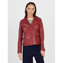 Bikerjacke JCC "51300", Damen, Gr. 40, rot, Obermaterial: 100% Lammleder; Futter: 100% Polyester, mit Knopf, Jacken