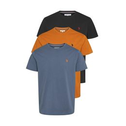 U.S. Polo Assn. T-Shirt 'UMArjun' Herren Gr&ouml;&szlig;e S taubenblau / orange / schwarz