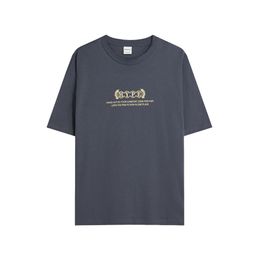 Bershka T-Shirt 'Hype' Herren Gr&ouml;&szlig;e L beige / dunkelblau
