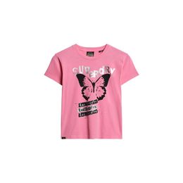 Superdry T-Shirt 'Lo-fi Rock' Damen Gr&ouml;&szlig;e M hellpink / schwarz / silber